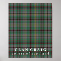 Clan Craig Colors of Scotland Tartan Poster | Zazzle