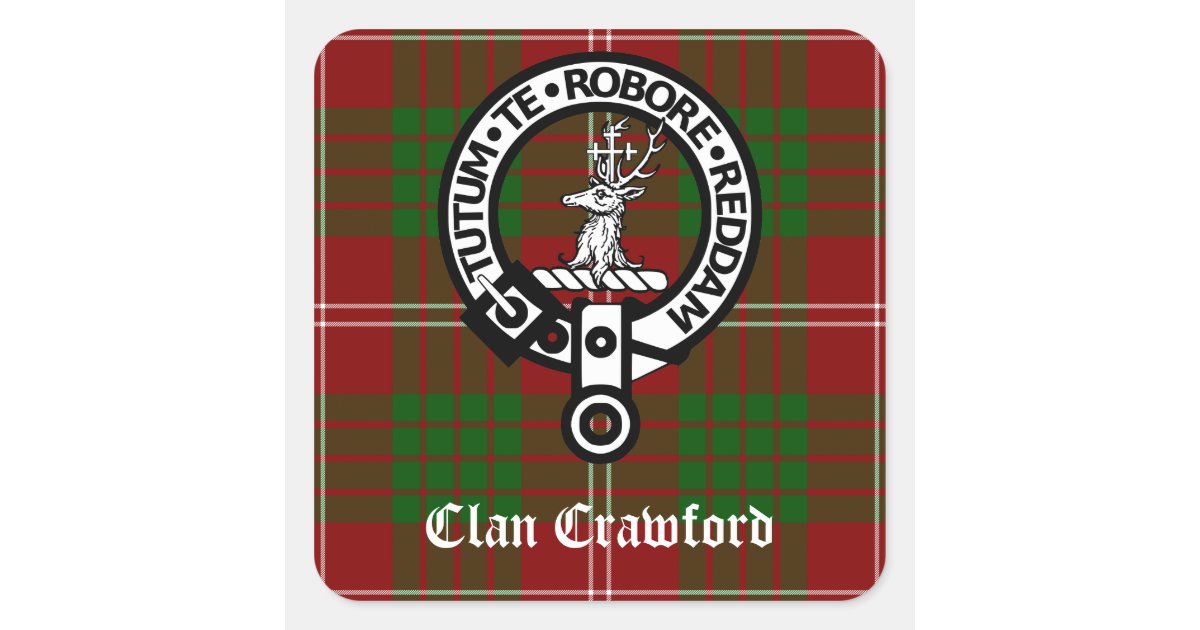 Clan Crawford Crest Tartan Square Sticker | Zazzle