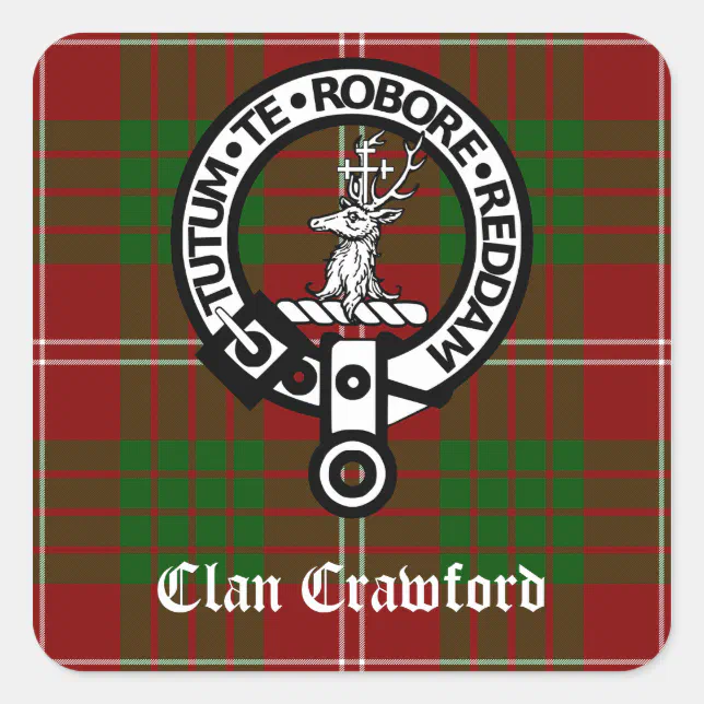 Clan Crawford Crest Tartan Square Sticker | Zazzle