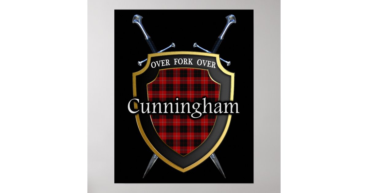 Clan Cunningham Tartan Scottish Shield & Swords Poster | Zazzle