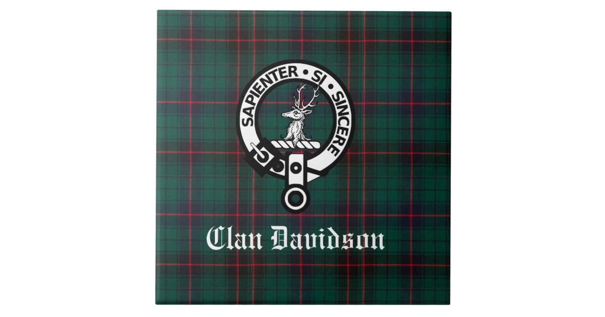 Clan Davidson Crest Badge and Tartan Ceramic Tile | Zazzle