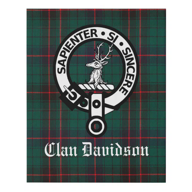 Clan Davidson Crest Badge and Tartan Faux Canvas Print | Zazzle