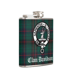 Clan Davidson Crest Badge and Tartan Flask | Zazzle