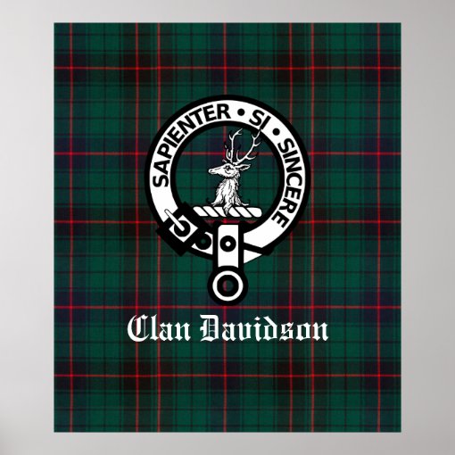 Clan Davidson Crest Badge and Tartan Poster | Zazzle