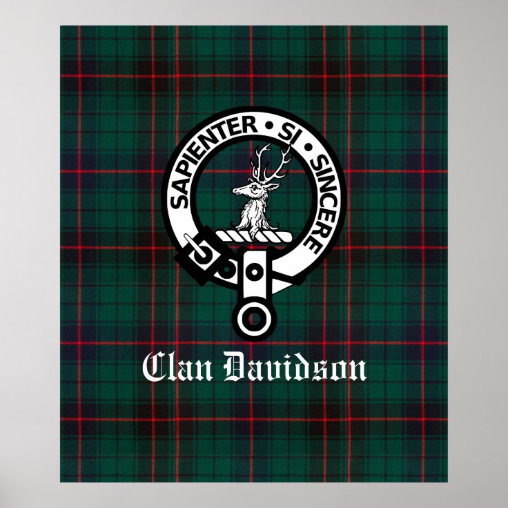 Clan Davidson Crest Badge and Tartan Poster | Zazzle