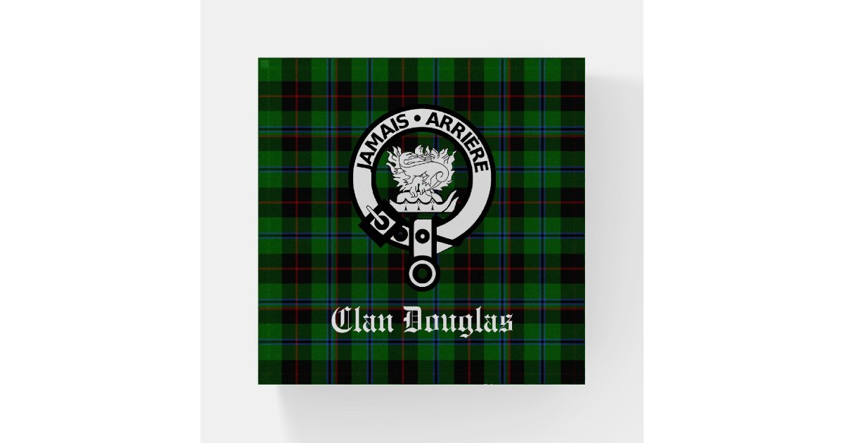 Clan Douglas Crest Badge and Tartan Paperweight | Zazzle