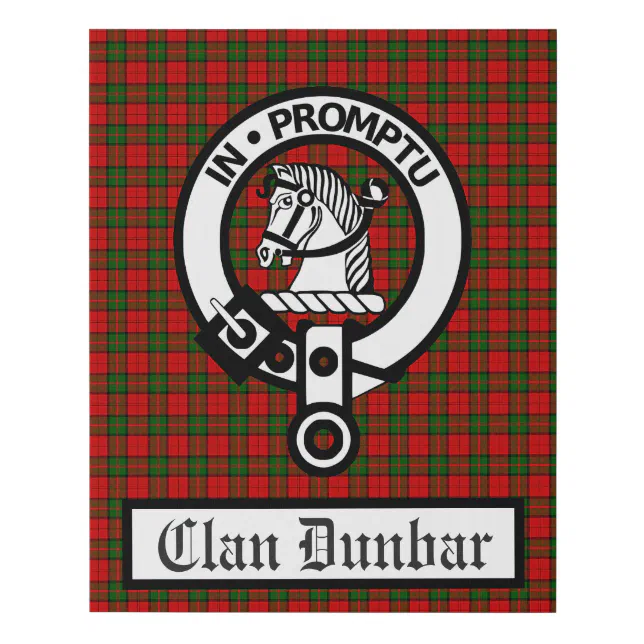Clan Dunbar Crest Badge and Tartan Faux Canvas Print | Zazzle