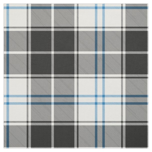 Clan Forbes Dress Tartan Black and White Plaid Fabric | Zazzle