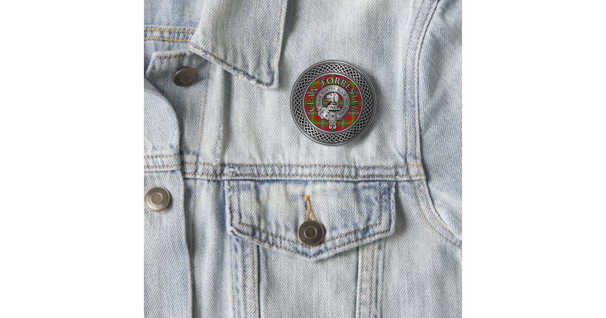 Clan Forrester | Foster Crest & Tartan Knot Button | Zazzle