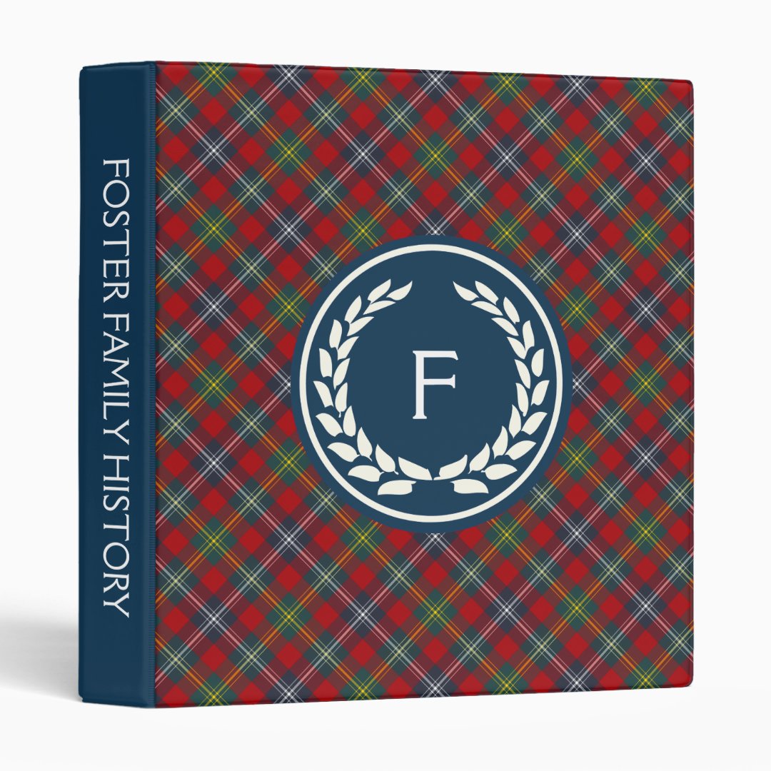 Clan Foster Tartan Monogram Family History 3 Ring Binder | Zazzle
