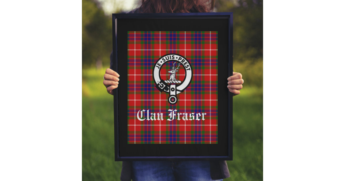 Clan Fraser Crest Badge and Tartan Art Print | Zazzle