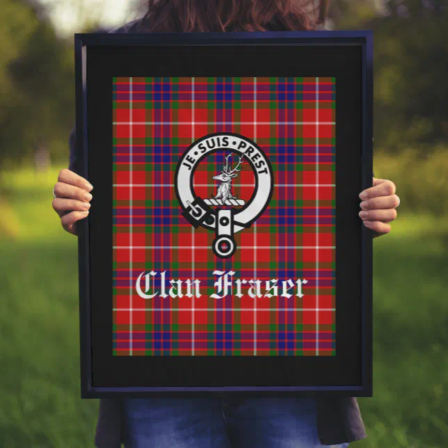 Clan Fraser Crest Badge and Tartan Art Print | Zazzle
