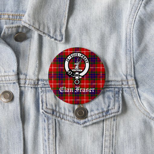 Clan Fraser Crest Badge and Tartan Button | Zazzle