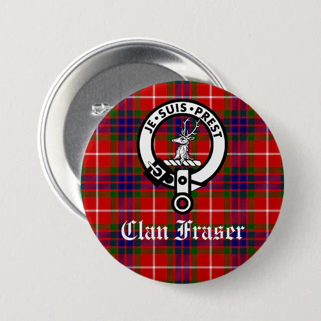 Clan Fraser Crest Badge and Tartan Button | Zazzle