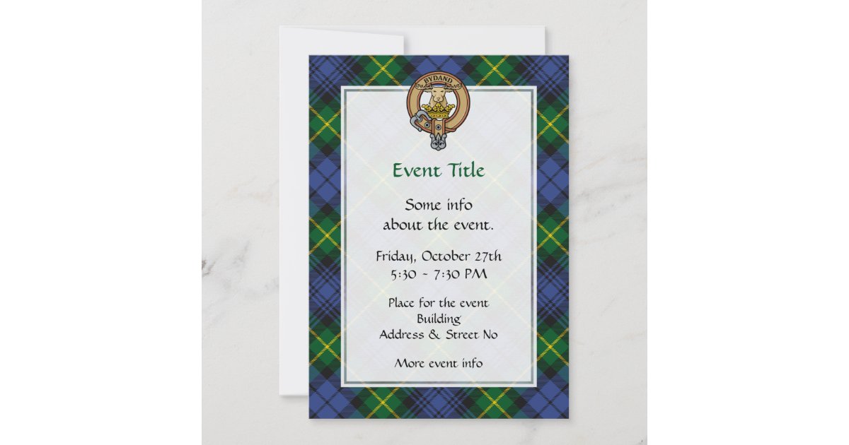 Clan Gordon Crest over Tartan Invitation | Zazzle
