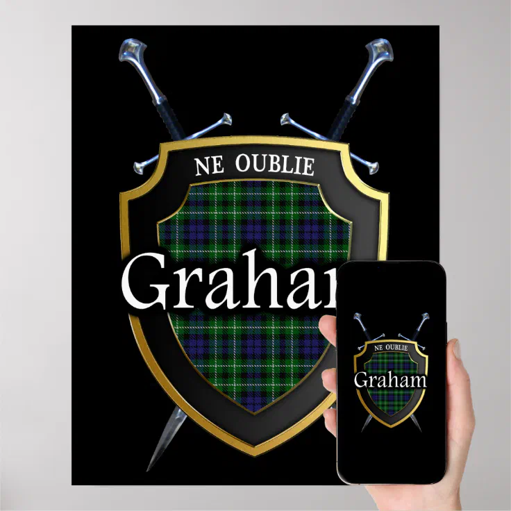 Clan Graham Tartan Scottish Shield & Swords Poster | Zazzle