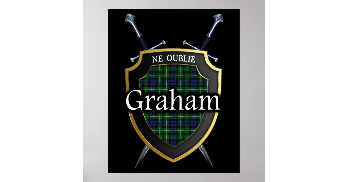 Clan Graham Tartan Scottish Shield & Swords Poster | Zazzle