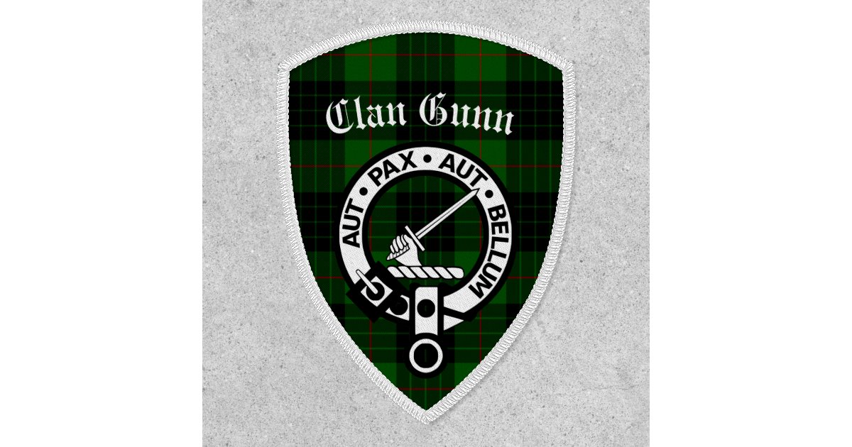 Clan Gunn Crest Badge And Tartan Iron On Patch Zazzle