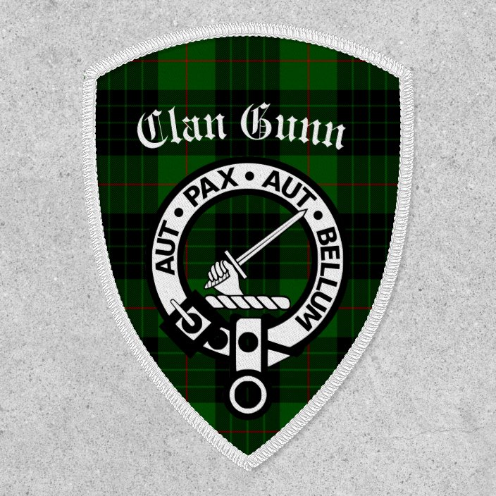 Clan Gunn Crest Badge And Tartan Iron On Patch