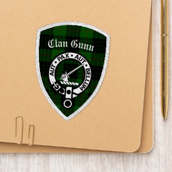 Clan Gunn Crest Badge and Tartan Iron On Patch | Zazzle