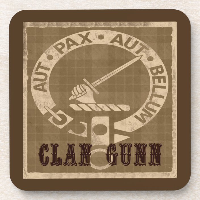 Clan Gunn Crest Badge Sepia Coaster