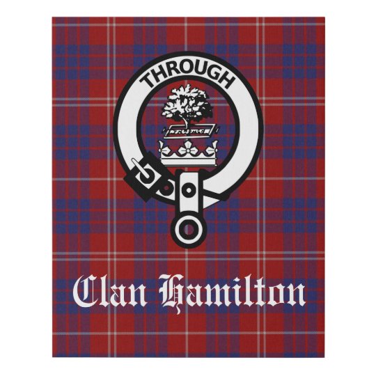 Clan Hamilton Tartan and Crest Badge Faux Canvas Print | Zazzle.com