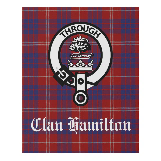 Clan Hamilton Tartan and Crest Badge Faux Canvas Print | Zazzle
