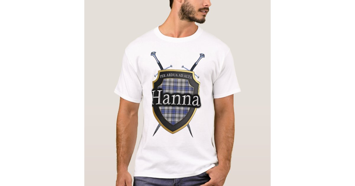 Clan Hanna Hannay Tartan Plaid Shield And Swords T Shirt Zazzle