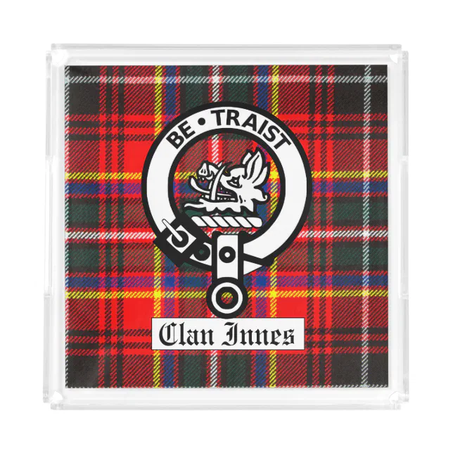 Clan Innes Crest Badge and Tartan Acrylic Tray | Zazzle