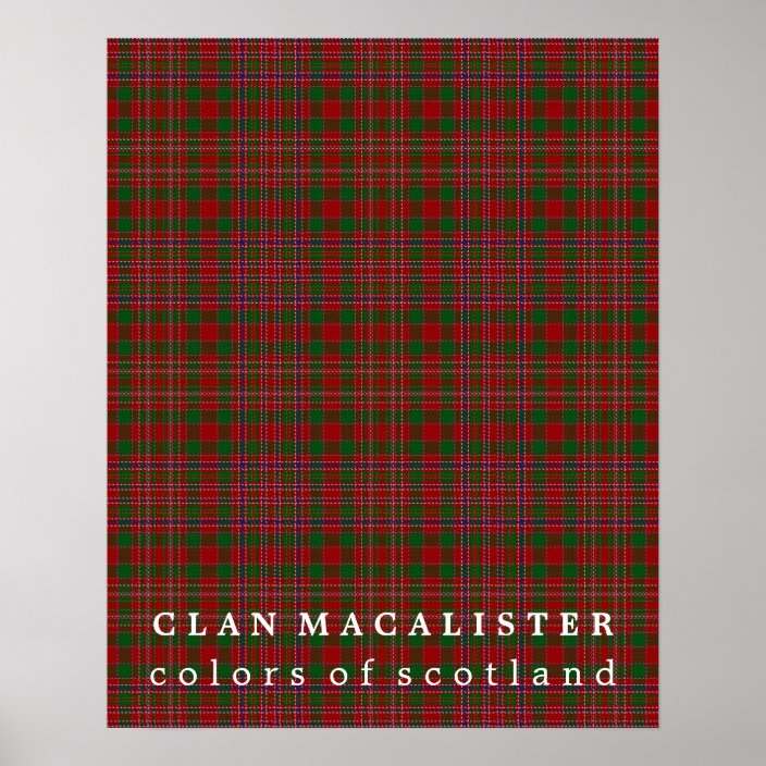 Clan MacAlister Colors of Scotland Tartan Poster | Zazzle.com