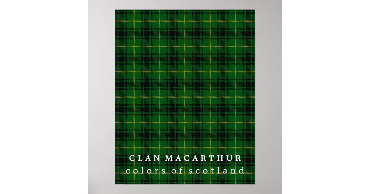 Clan MacArthur Colors of Scotland Tartan Poster | Zazzle