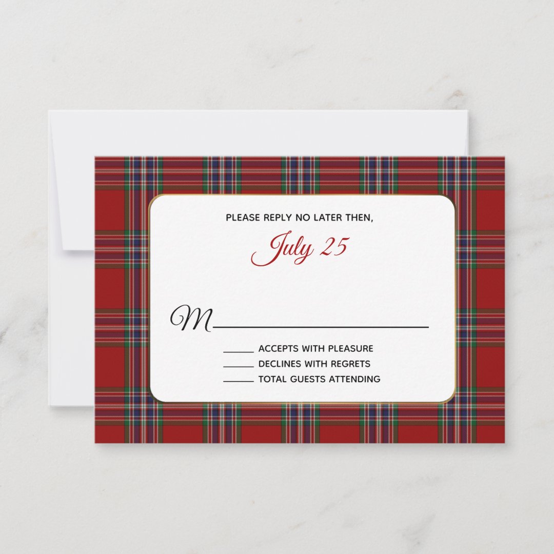 Clan MacFarlane Tartan Plaid Wedding RSVP Card | Zazzle