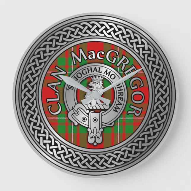 Clan MacGregor Crest & Tartan Knot Large Clock | Zazzle