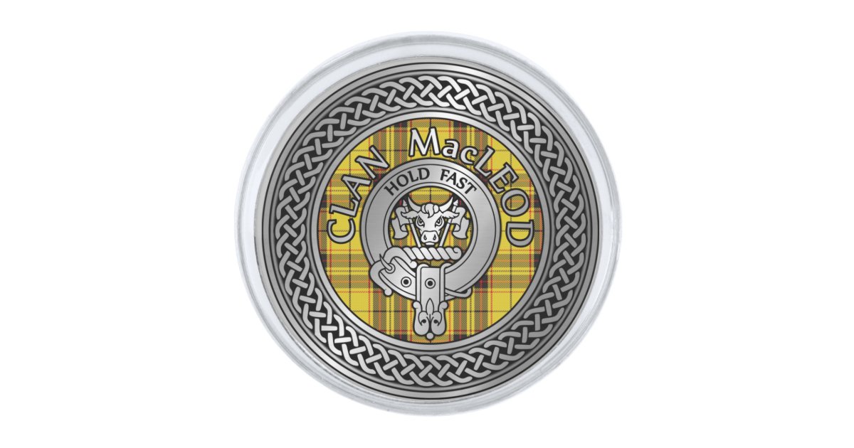 Clan MacLeod Crest & Tartan Knot Silver Finish Lapel Pin | Zazzle