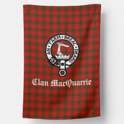 Clan MacQuarrie Tartan and Crest House Flag | Zazzle