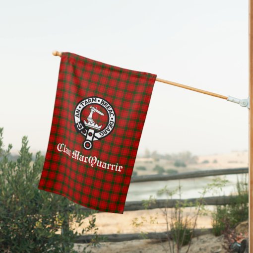 Clan MacQuarrie Tartan and Crest House Flag | Zazzle