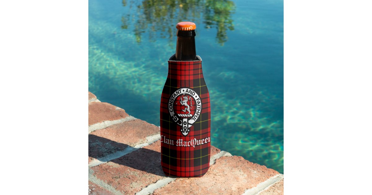 Clan MacQueen Crest Badge & Tartan Bottle Cooler | Zazzle