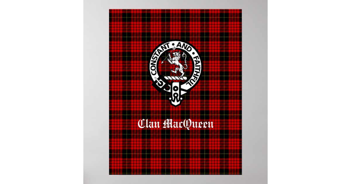 Clan MacQueen Crest Badge & Tartan Poster | Zazzle