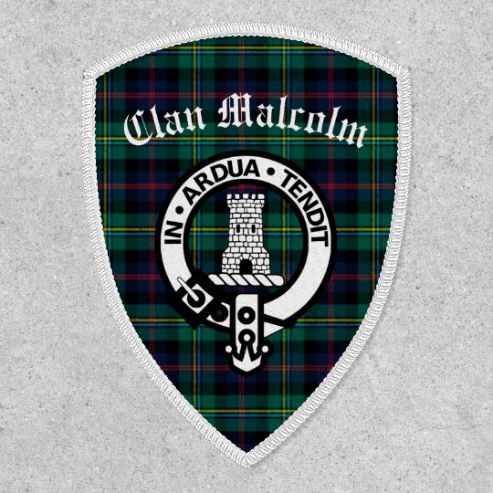 Clan Malcolm Crest Badge and Tartan Iron On Patch | Zazzle.com