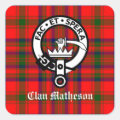 Clan Matheson Crest Badge and Tartan Square Sticker | Zazzle