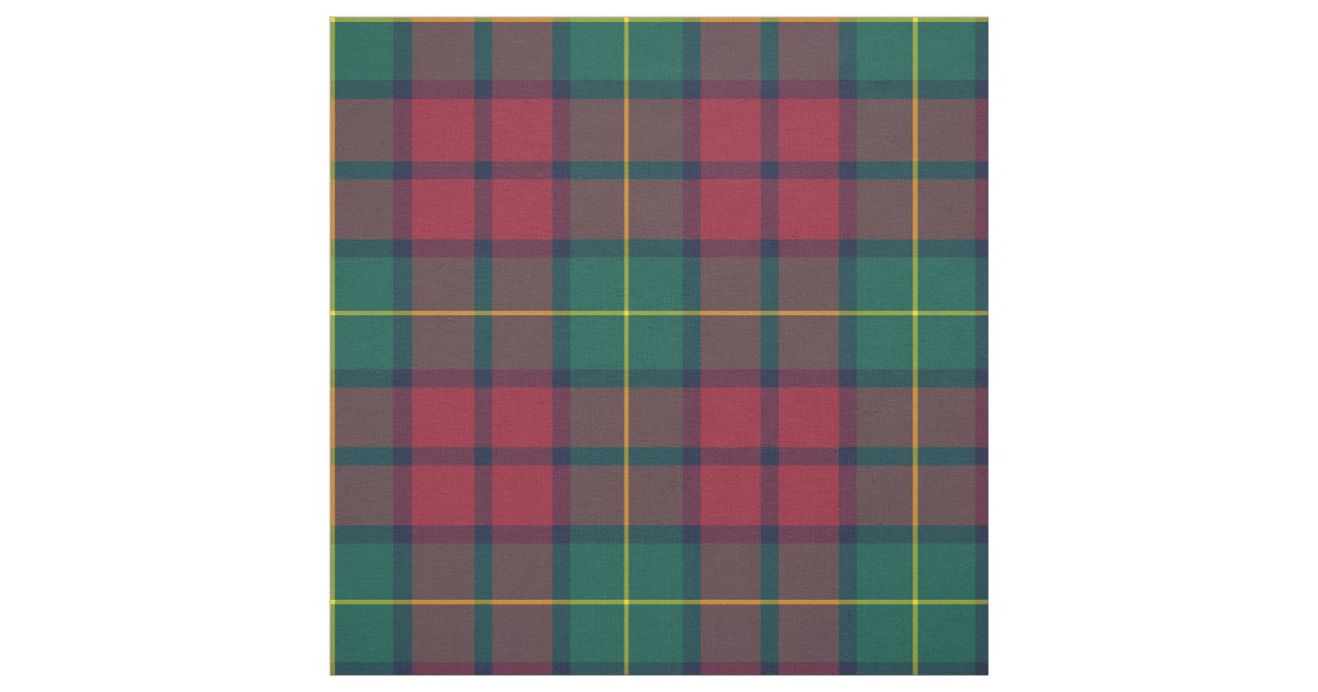 Clan McCarthy Tartan Green and Red Plaid Fabric | Zazzle