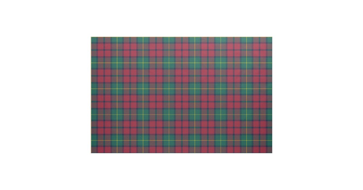 Clan McCarthy Tartan Green and Red Plaid Fabric | Zazzle