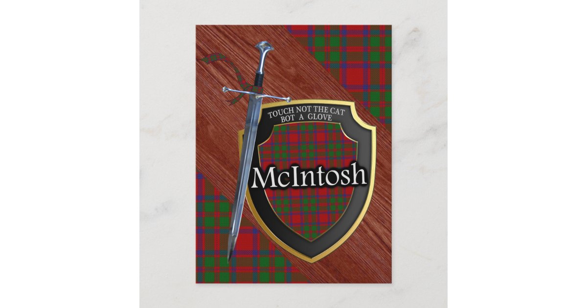 Clan McIntosh Tartan Sword & Shield Postcard | Zazzle
