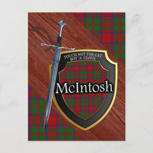 Clan McIntosh Tartan Sword & Shield Postcard | Zazzle