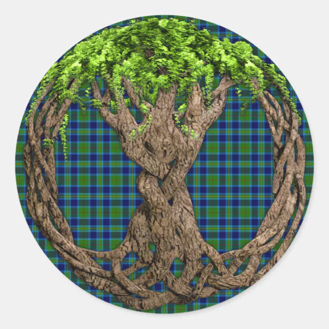 Clan Miller Tartan And Celtic Tree Of Life Classic Round Sticker | Zazzle