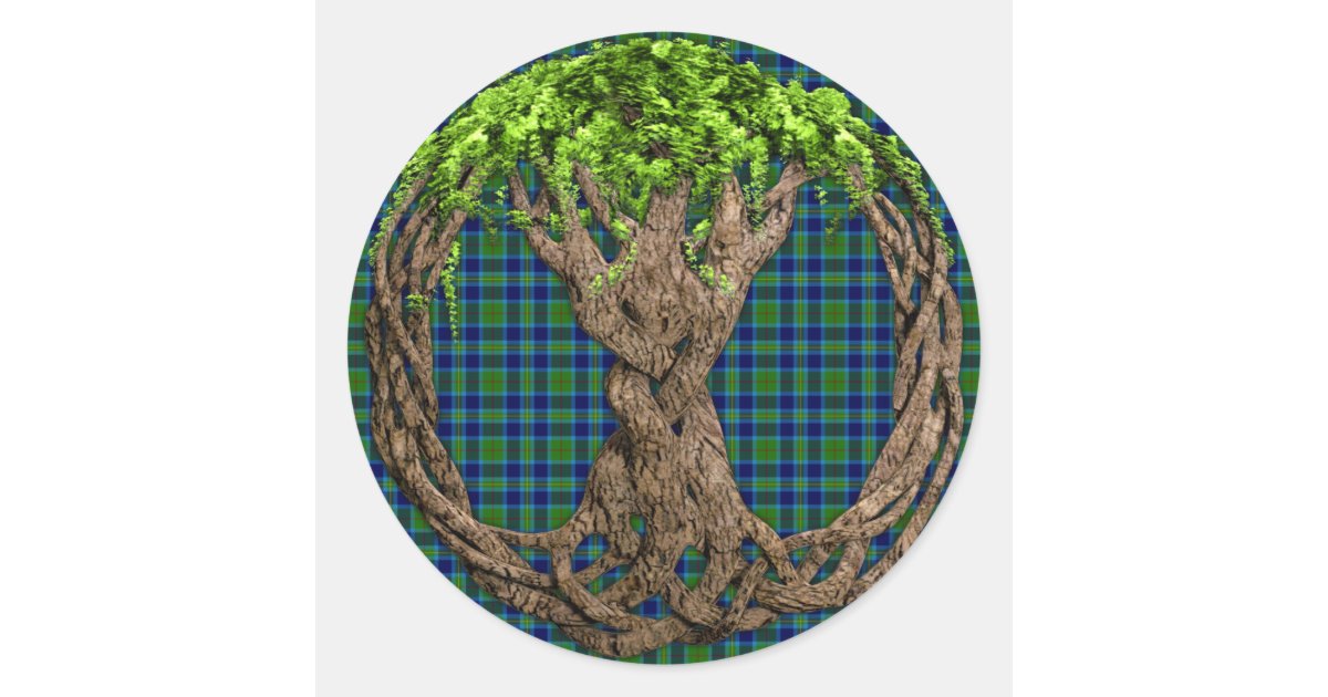 Clan Miller Tartan And Celtic Tree Of Life Classic Round Sticker | Zazzle