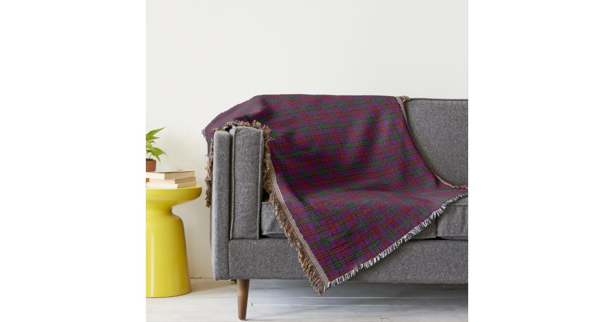 Clan Montgomery Tartan Purple Plaid Throw Blanket | Zazzle