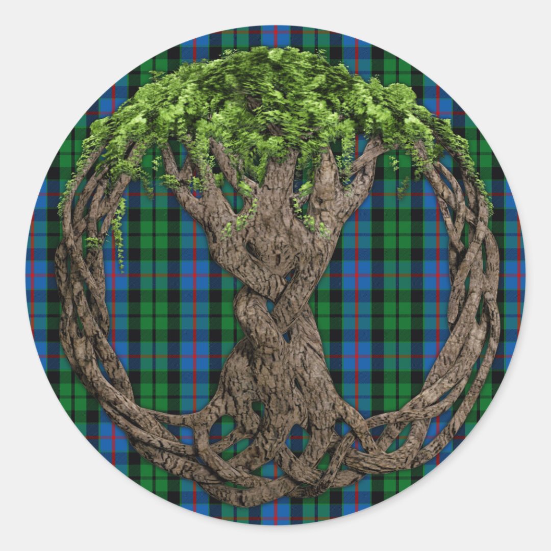 Clan Morrison Tartan And Celtic Tree Of Life Classic Round Sticker | Zazzle