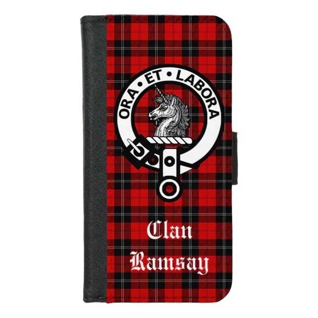 Clan Ramsay Crest Badge & Tartan Customizable iPhone Wallet Case | Zazzle