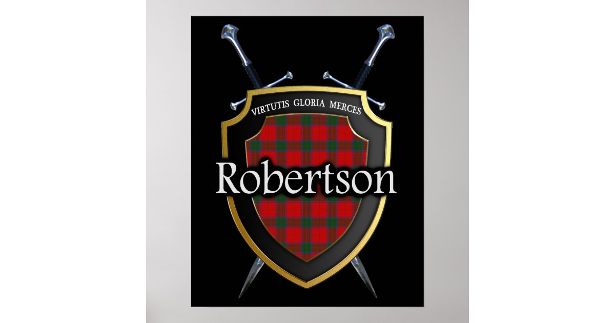 Clan Robertson Tartan Scottish Shield & Swords Poster | Zazzle